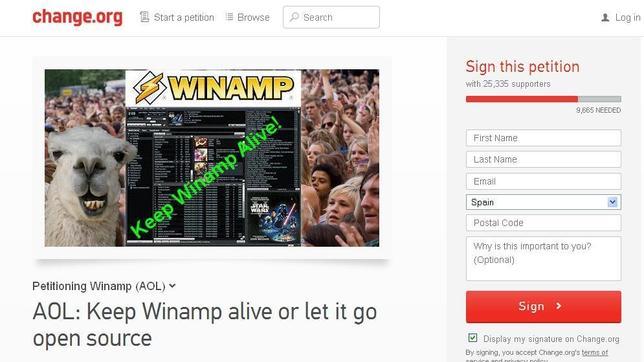 Más de 25.000 personas piden a AOL que no cierre Winamp