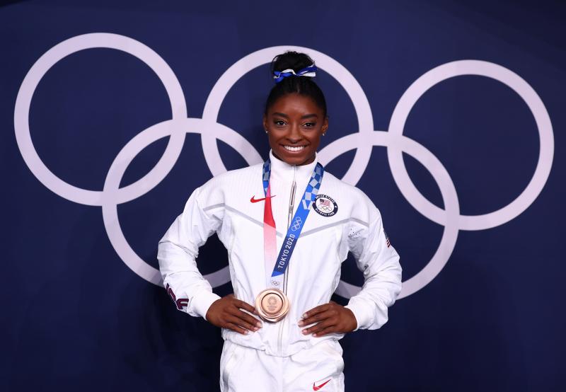 Gimnasta Simone Biles visto en la competencia