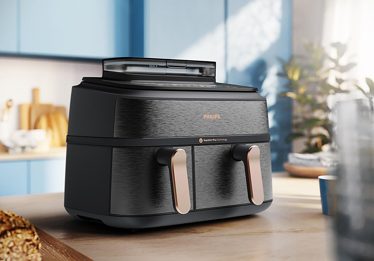 Con este freidora de aire Philips con doble cesta podrás cocinar para ...