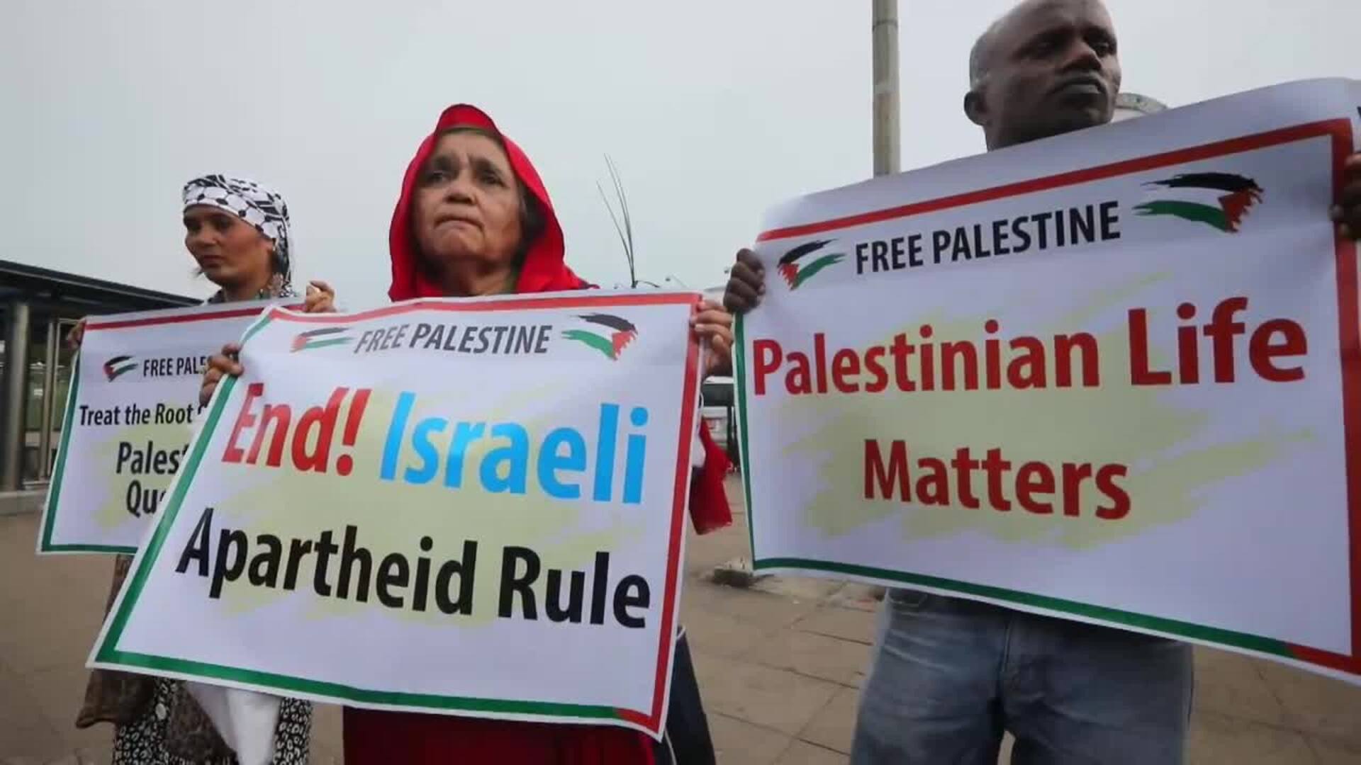 Protesta en Colombo en apoyo al pueblo palestino