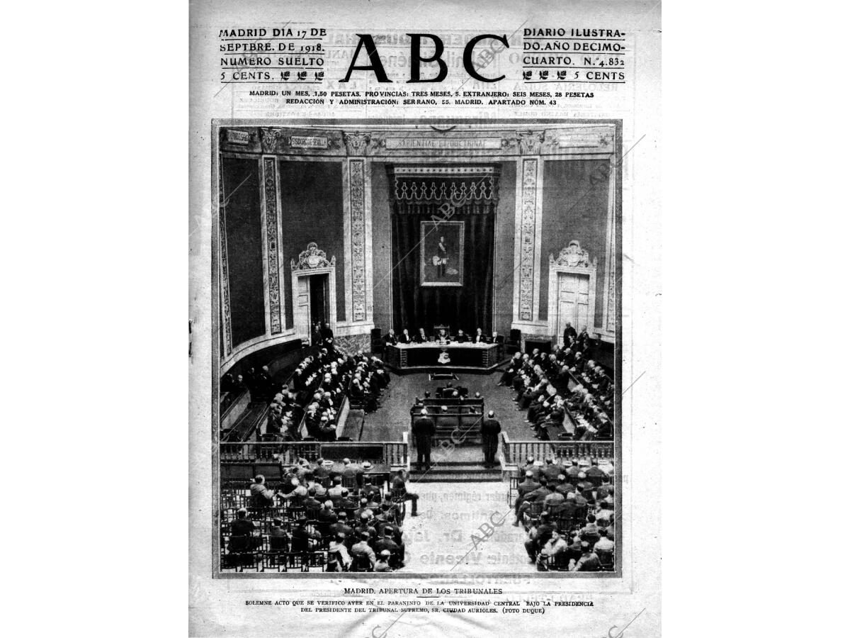 Periódico ABC MADRID 17-09-1918,portada - Archivo ABC