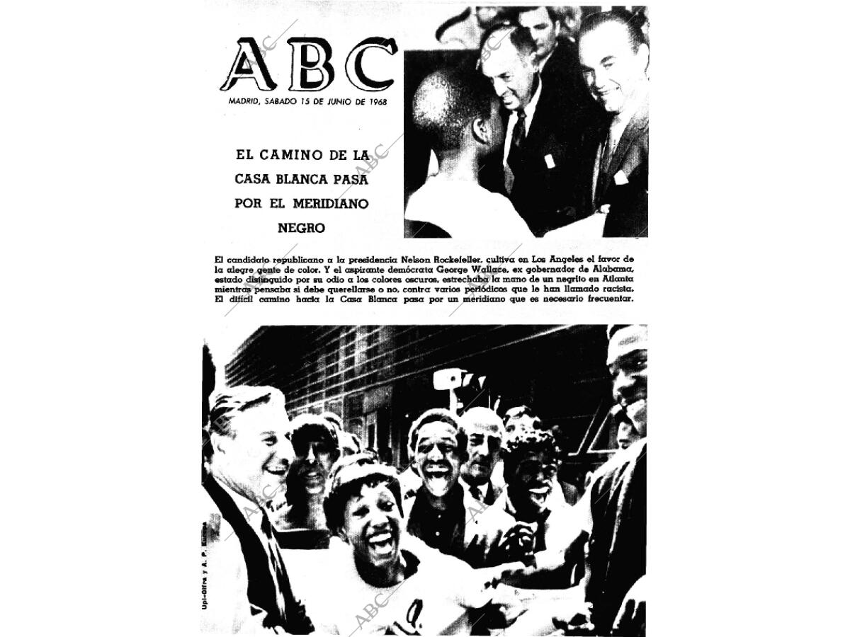 Periódico ABC MADRID 15-06-1968,portada - Archivo ABC