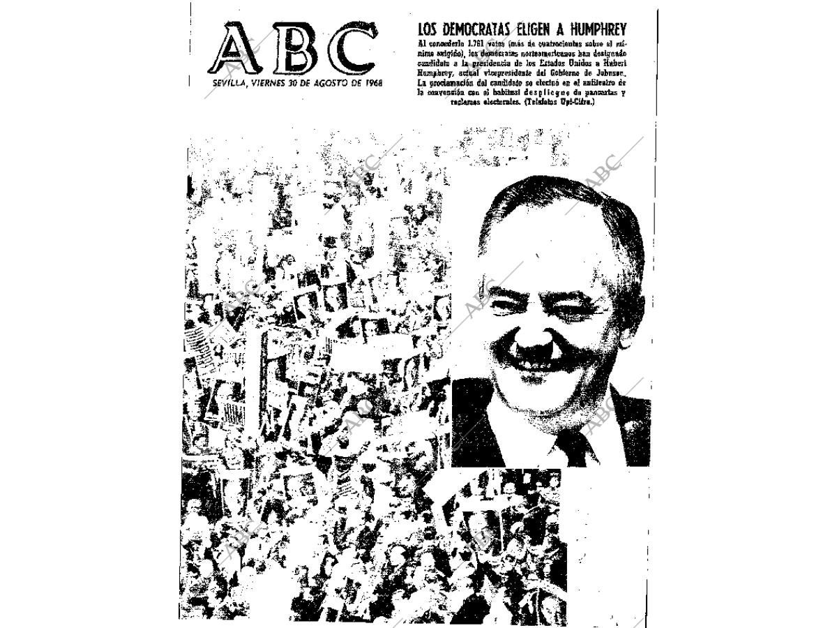 Periódico ABC SEVILLA 30-08-1968,portada - Archivo ABC