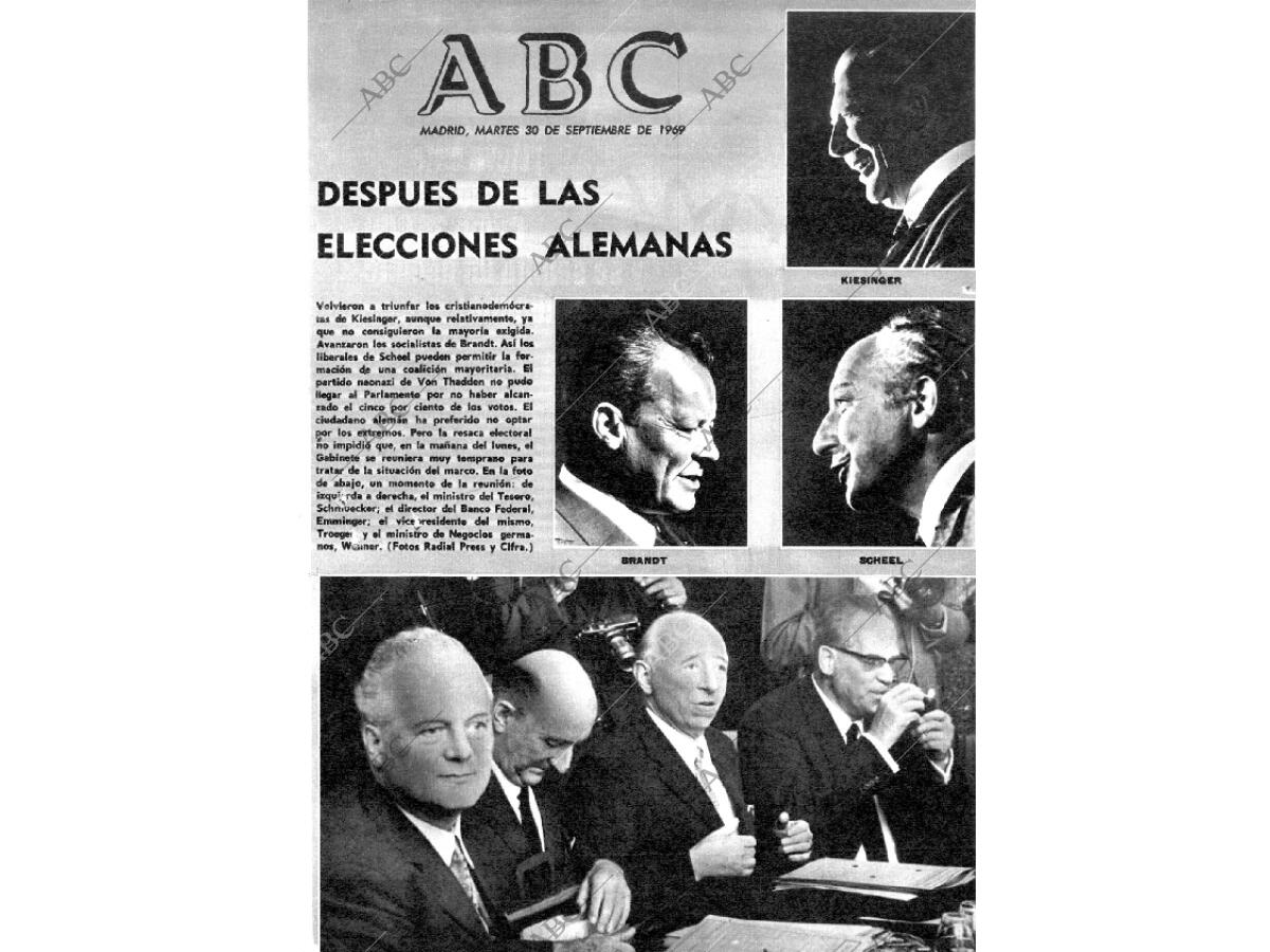 Periódico ABC MADRID 30-09-1969,portada - Archivo ABC