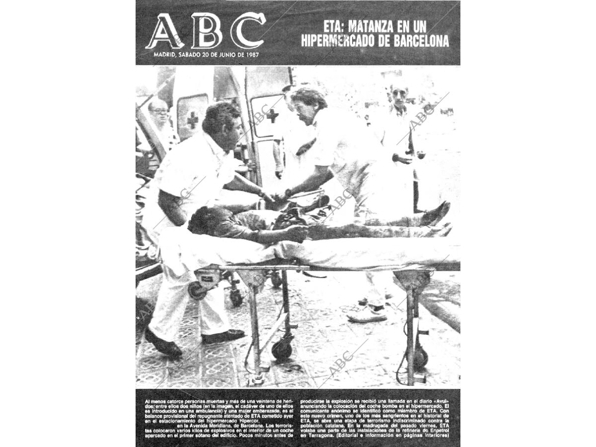 Periódico ABC MADRID 20-06-1987,portada - Archivo ABC