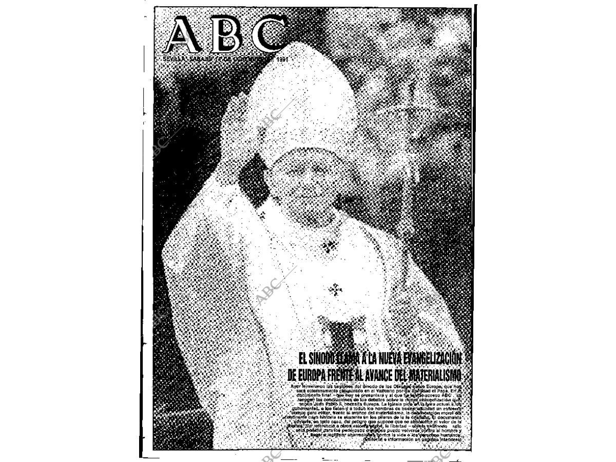 Periódico ABC SEVILLA 14-12-1991,portada - Archivo ABC