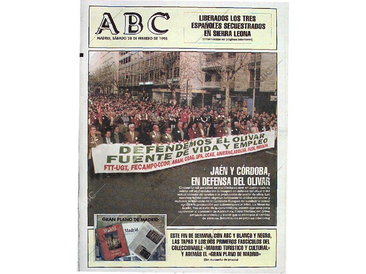 Periódico ABC MADRID 28-02-1998,portada - Archivo ABC