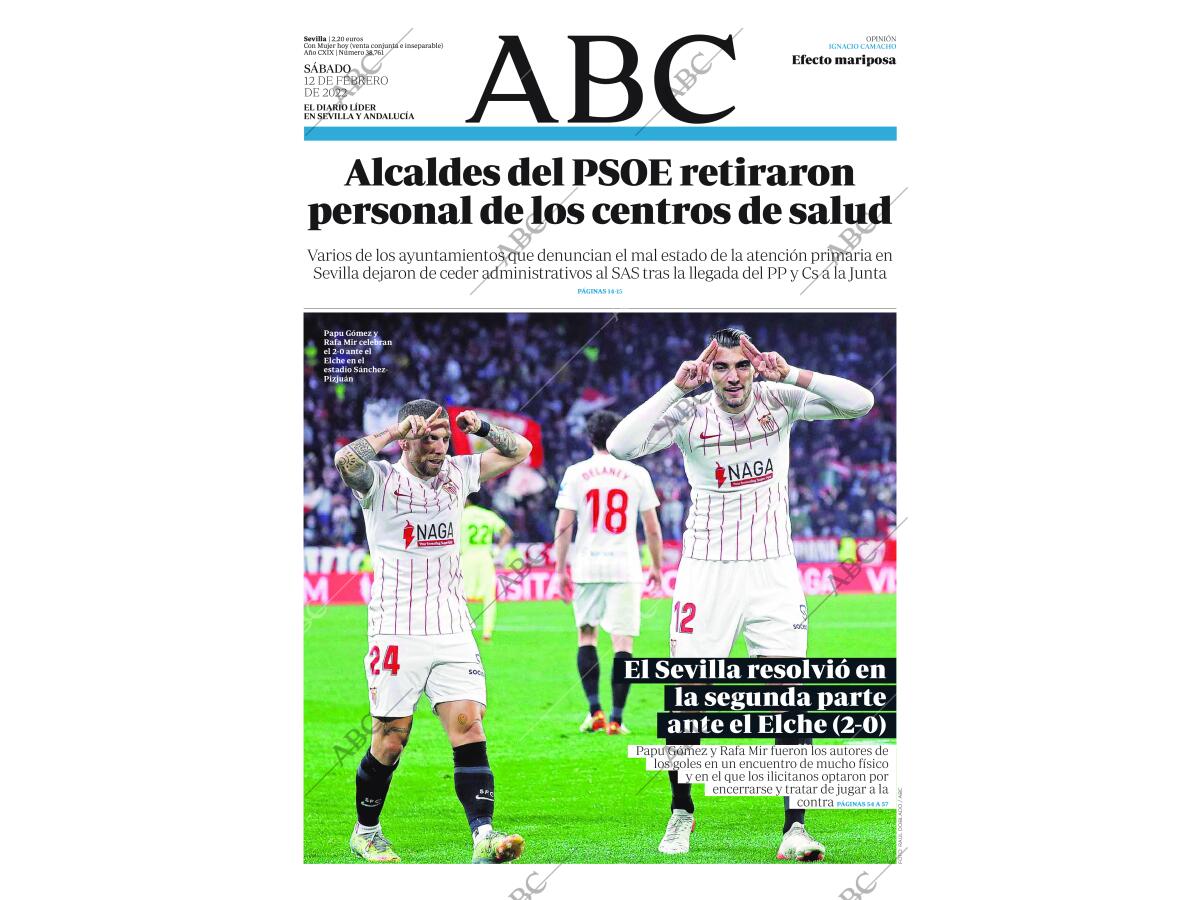 Periódico ABC SEVILLA 12-02-2022,portada - Archivo ABC