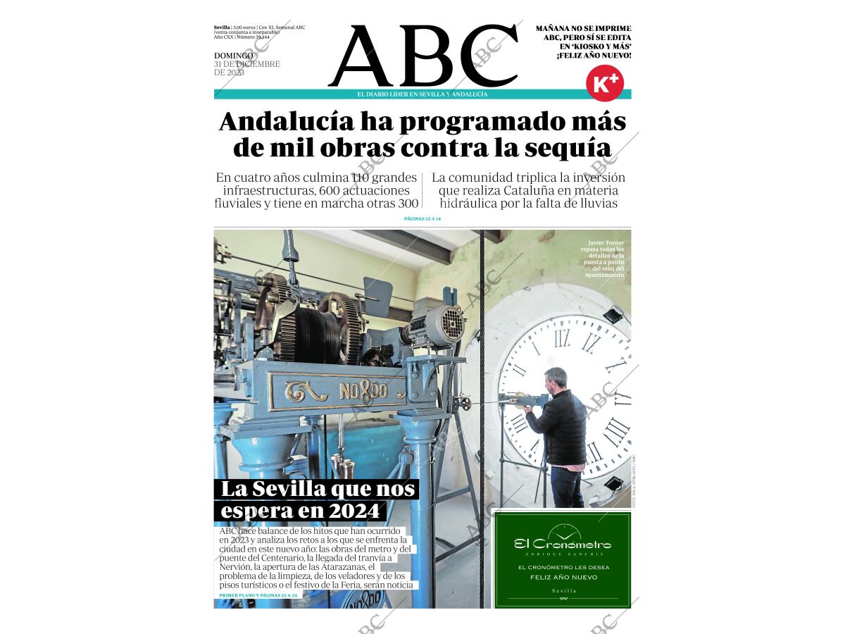 Periódico ABC SEVILLA 31-12-2023,portada - Archivo ABC