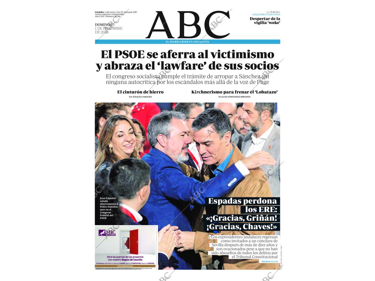Periódico ABC CORDOBA 01-12-2024,portada - Archivo ABC